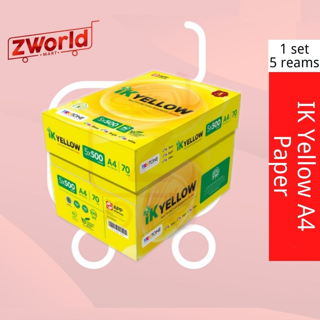 IK Yellow A4 Paper 70gsm X5 Reams X 500 sheets | Shopee Malaysia