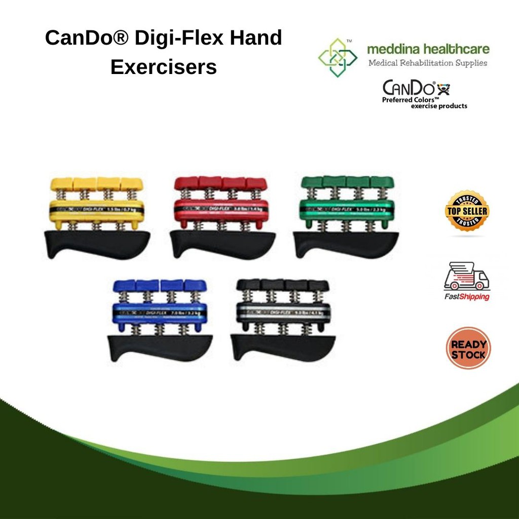 MEDDINA CanDo Digi-Flex Hand Finger Exerciser - Set Of 5 (Yellow, Red ...