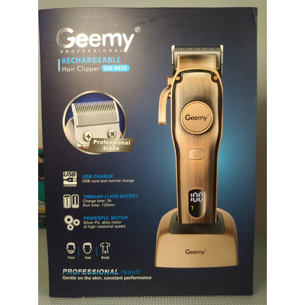 GEEMY PROFESSIONAL RECHARGEABLE HAIR CLIPPER GM-6626 | Shopee Malaysia