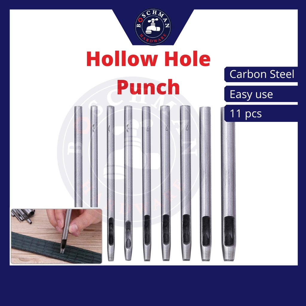 11pcs Steel Hollow Hole Punch Set Leather Hole Puncher Round Hole ...