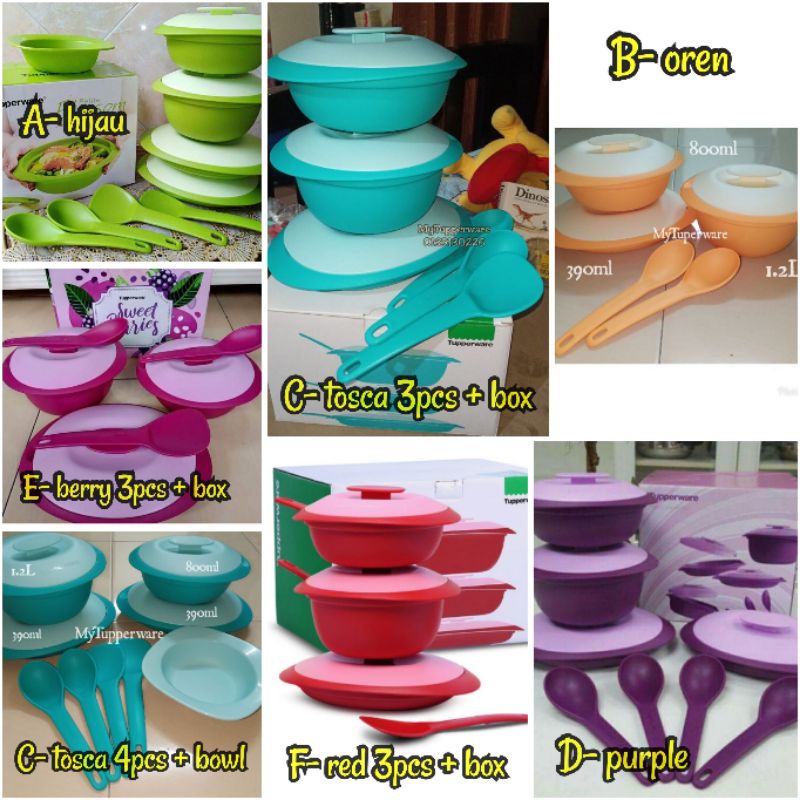 Tupperware Petit Petite Blossom Serving Set Sweet berry royal red tosca ...