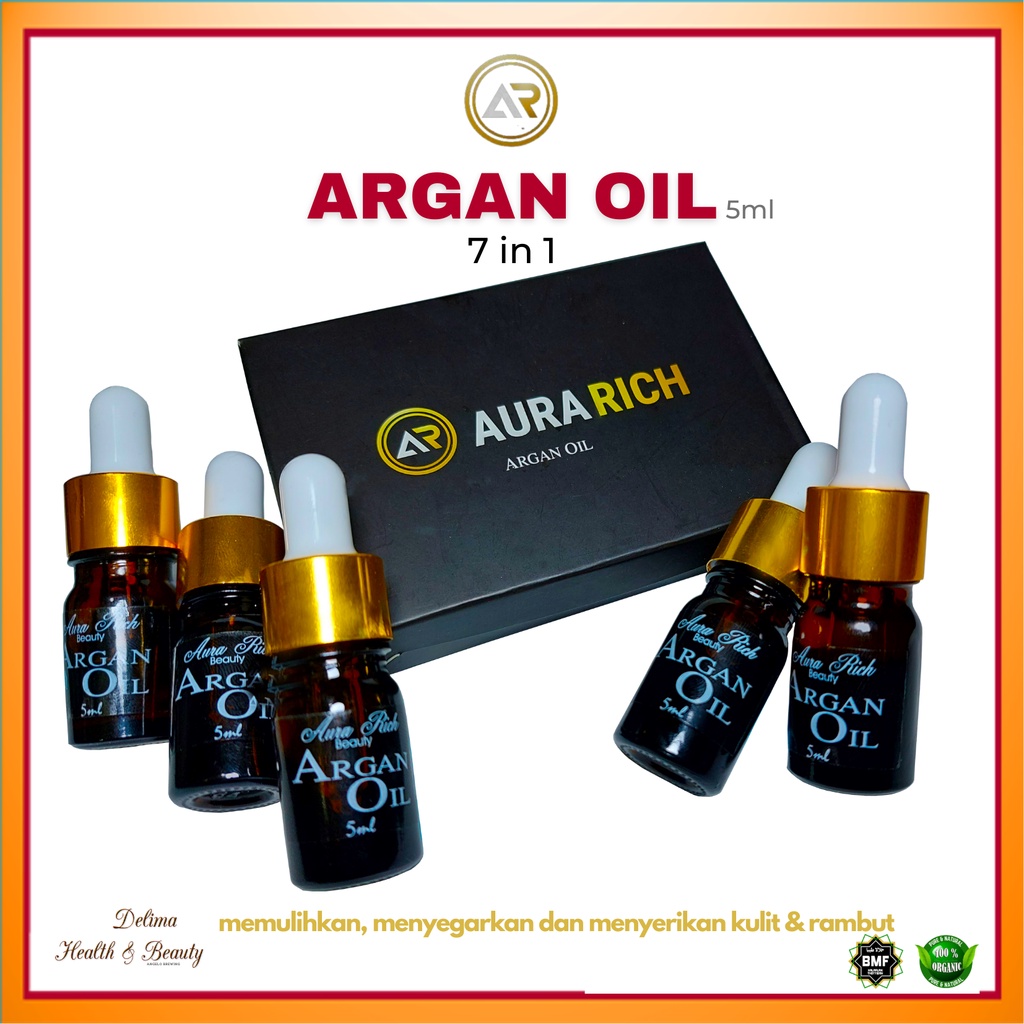 Aura Rich | 1 botol 5ml Argan Oil 7 in 1, Minyak Argan Plantsil Anggur ...