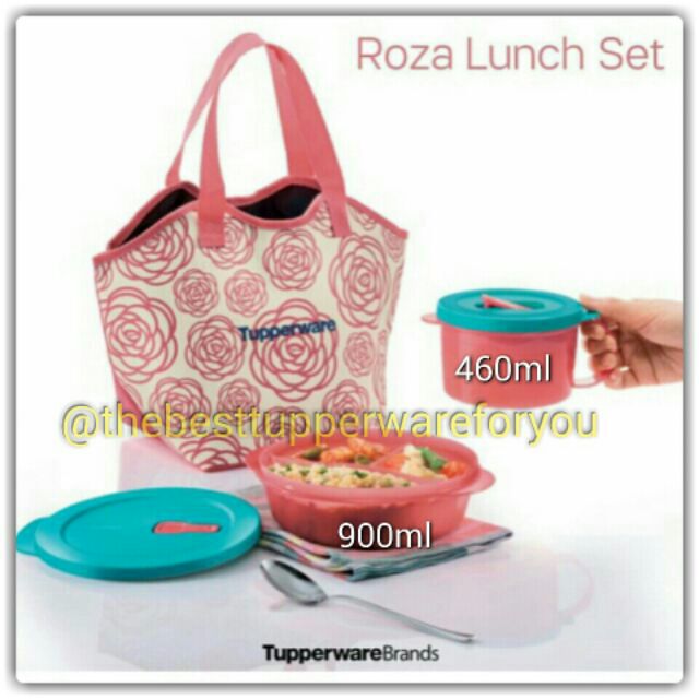 TUPPERWARE ROZA LUNCH BOX SET WITH POUCH (CRYSTALWAVE DIVIDED DISH ...