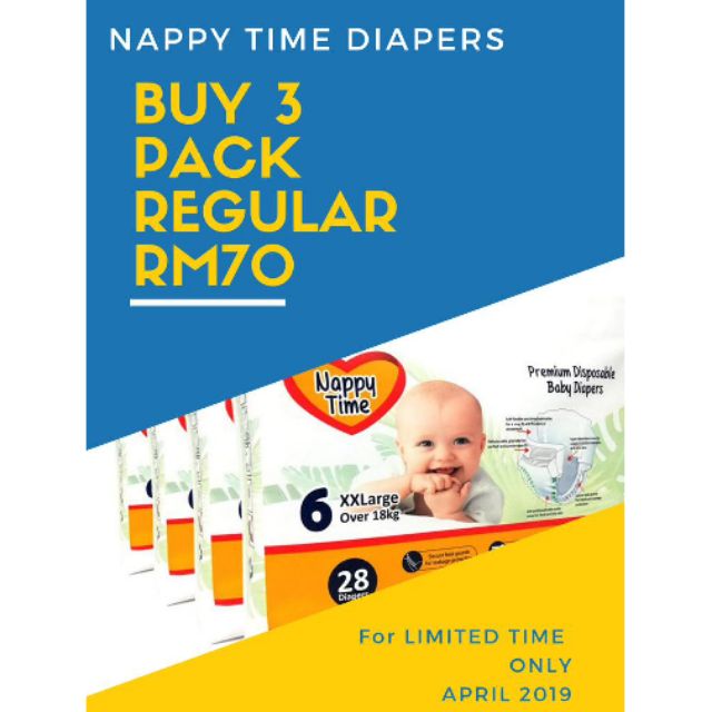 Ready Stock Nappy Time Diapers Regular PROMO 😱😱 | Shopee Malaysia