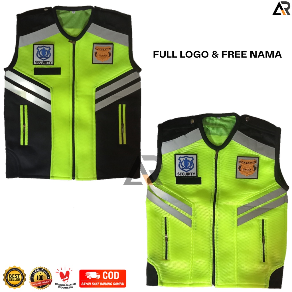 HIJAU Latest Black Stabilo Green Thick Security Guard Vest | Doublemesh ...