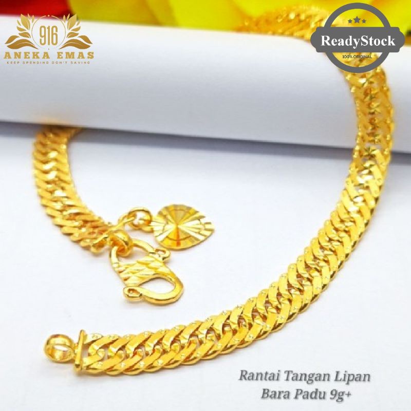 !!BOLEH POTONG!! Rantai Tangan Lipan Padu (emas 916 💯 tulen) | Shopee ...