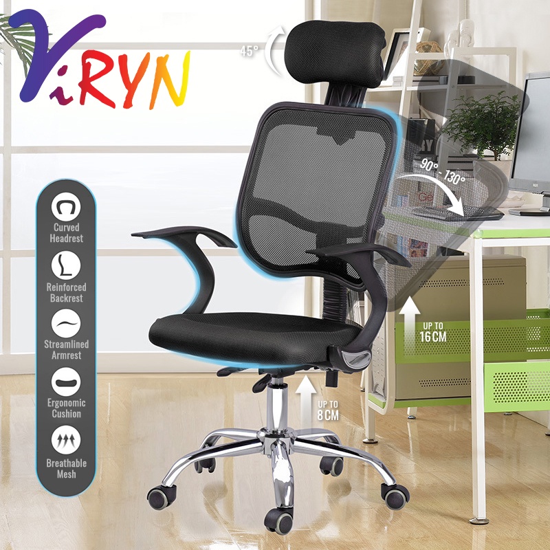 ViRYN Ergonomic Designed High Backrest Comfortable Swivel Mesh Office ...