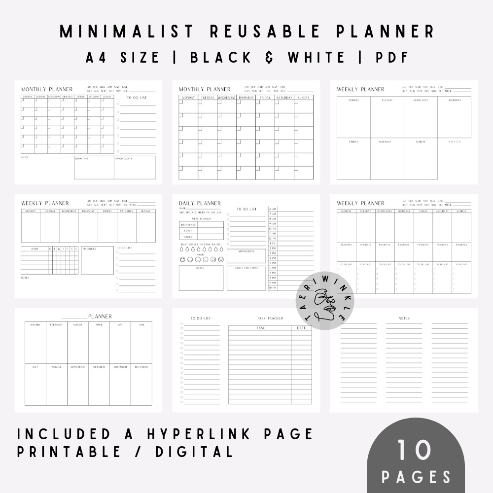 [PDF] Simple Reusable Planner (printable/digital) | Minimalist ...