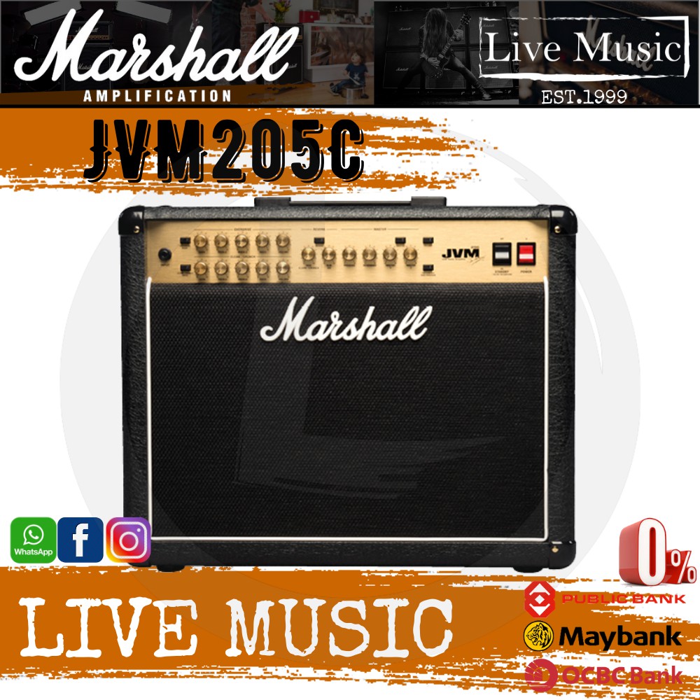 Marshall JVM205C 2x12 Inch 50 Watt Tube Guitar Amplifier (JVM-205C ...