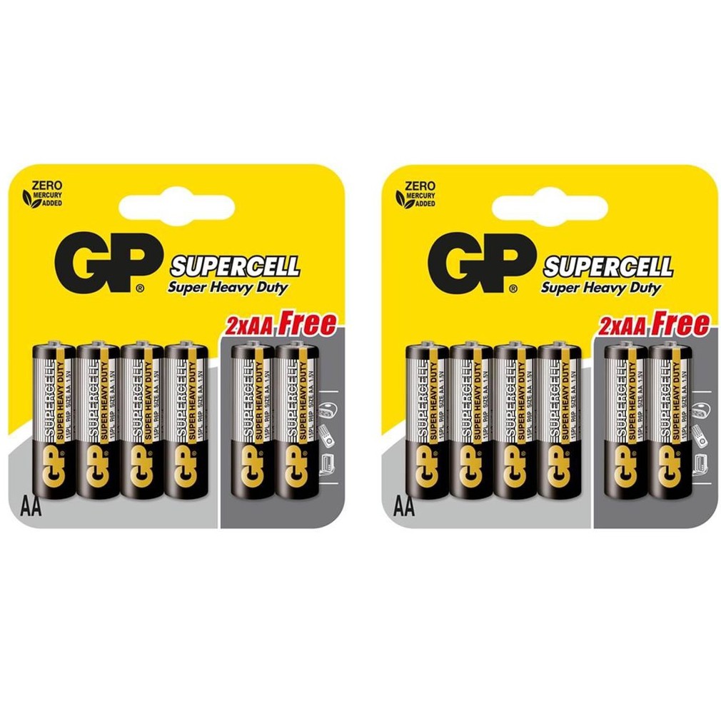 GP SUPERCELL HEAVY DUTY AA SIZE 15PL 6PCS Expired 01/26(2 CARDS ...