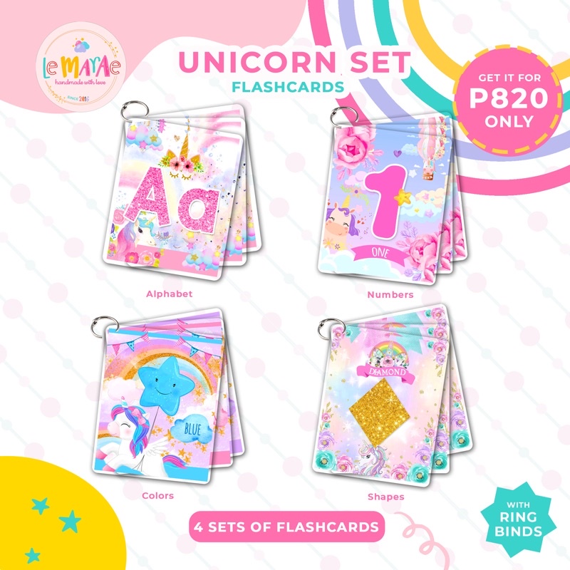 Le Marae Shop - Laminated Flashcards UNICORN THEME SET ALL SET ...