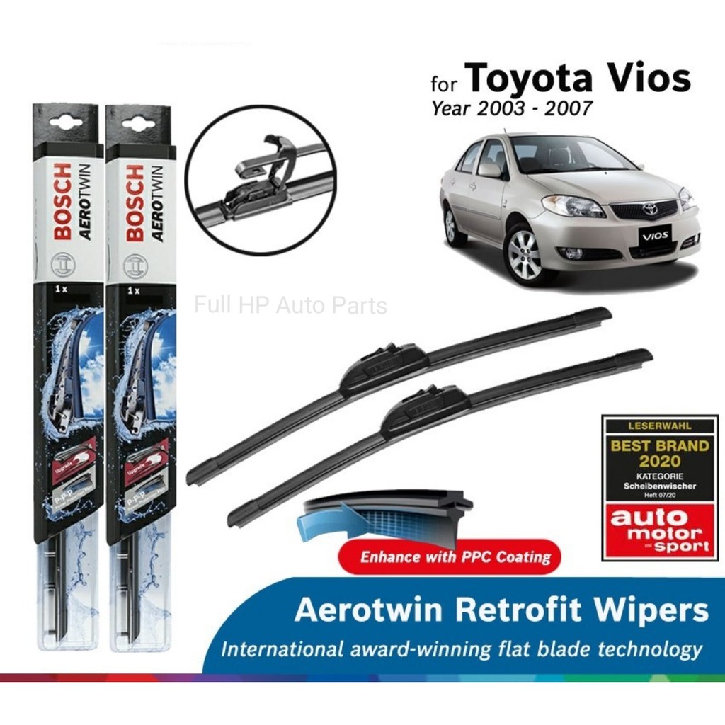 Bosch Aerotwin Retrofit U Hook Wiper Set for Toyota Vios NCP42 (20"/14 ...