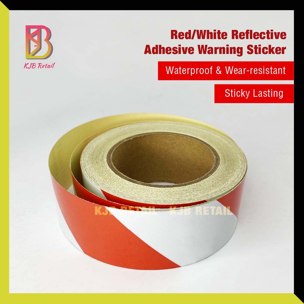 Red White Hazard tape (Reflective) Back Adhesive type - Safety Warning ...