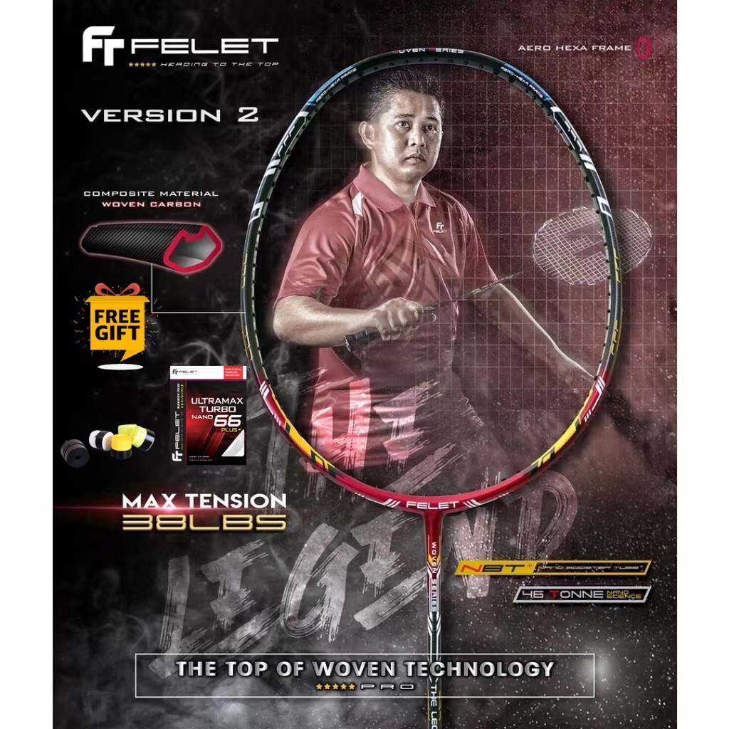 Felet Badminton Racket The Legend Zakry V2 [Free String & Grip & Strung ...