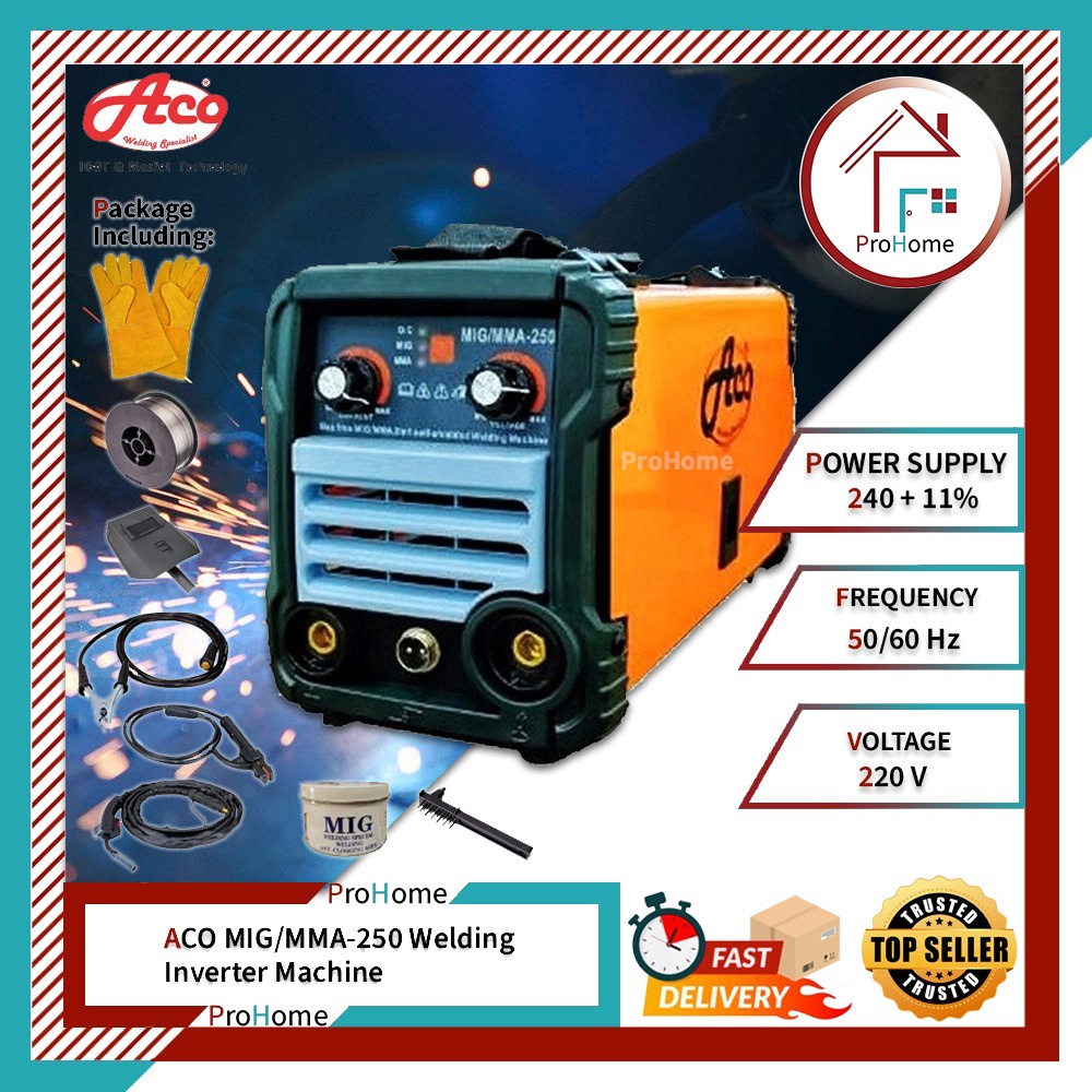 *DOUBLE PROTECTION* New type ACO MIG 250 2 IN 1 Gas-less MIG WLEDING ...