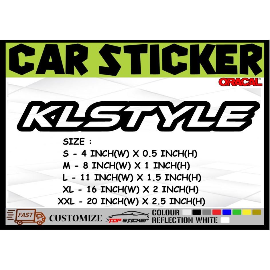 KL STYLE VINYL CAR STICKERS KERETA STICKER KLSTYLE | Shopee Malaysia