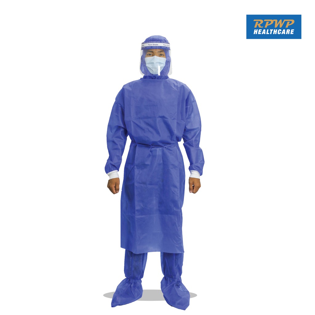 PPE - FULL SET (Isolation Gown + Face Shield + Head Cover + Boot Cover ...