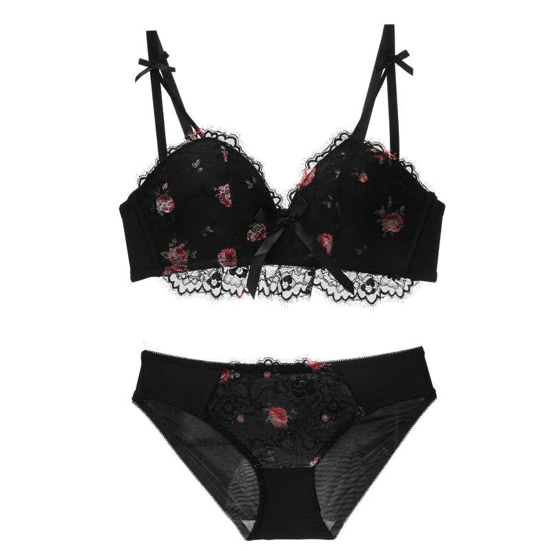 1 Set Breast Lifting Bra Sexy Lace Floral Womens Panties Size 32