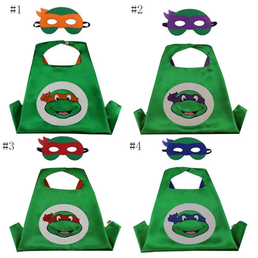 1 Cape & 1 Mask Ninja Turtle Superhero cloak children's birthday party ...