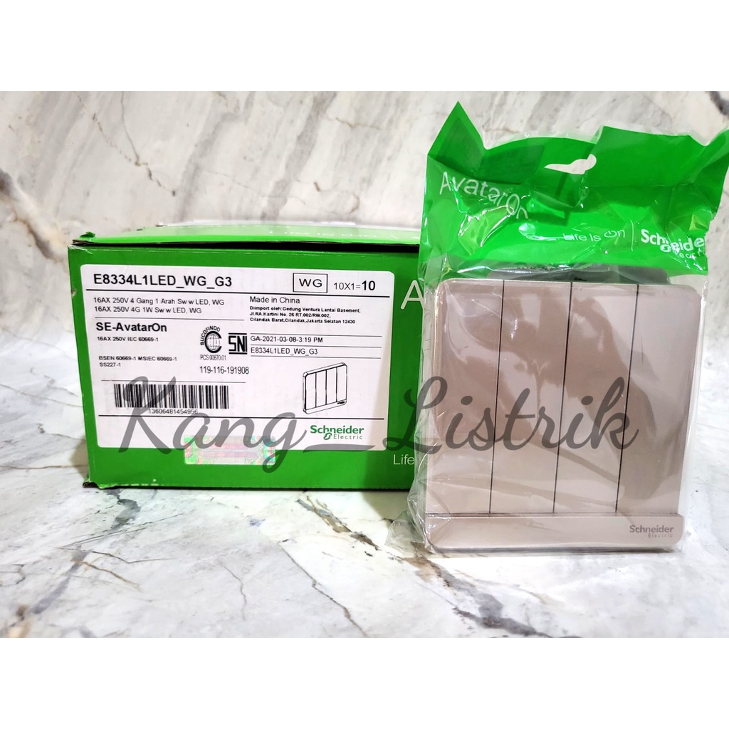 Schneider AvatarOn Gold 4 Gang Switch E8334L1LED_WG_G3 | Shopee Malaysia