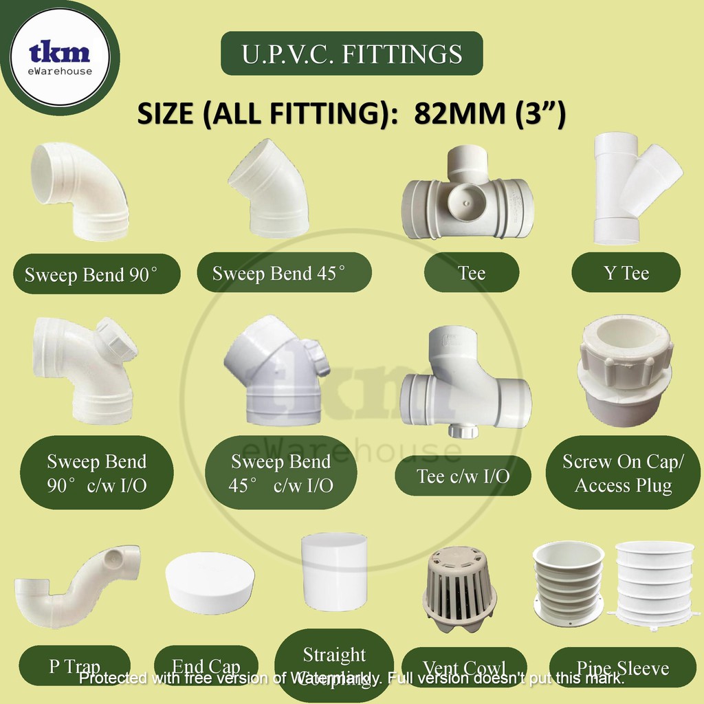 [DN82MM] UPVC WHITE ELBOW SWEEP BEND 45 90 CROSS Y TEE STRAIGHT ...