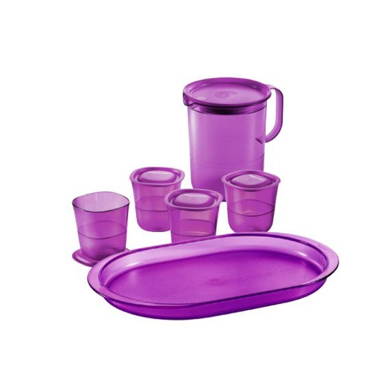 Tupperware Purple Royale Crystalline 3 in 1 Set (Pitcher + Glass + Tray ...