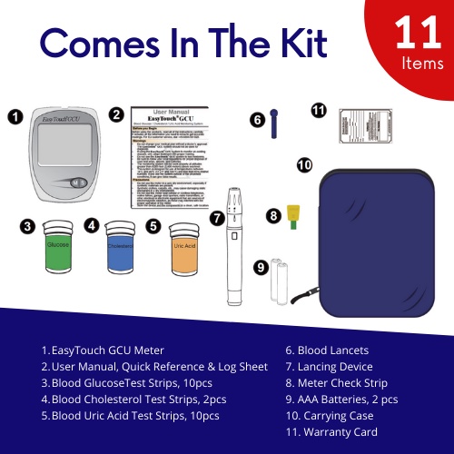 [🎁 𝐅𝐑𝐄𝐄 𝐆𝐈𝐅𝐓𝐒] EasyTouch GCU 3In1 Glucose-Cholesterol-Uric Acid Blood ...