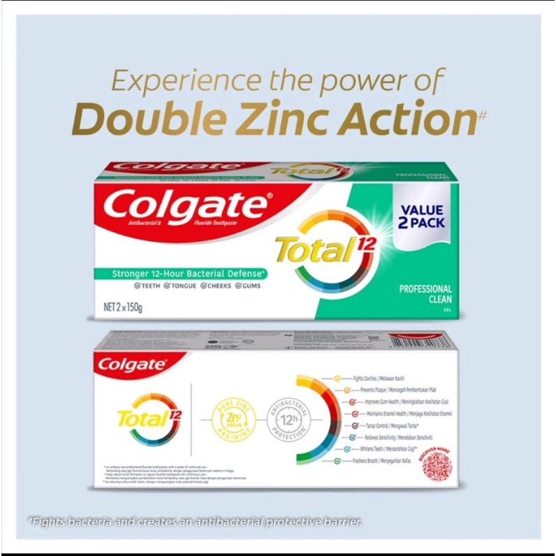 Colgate Total 12 Hours Toothpaste single pack 150g / twin pack | Shopee ...