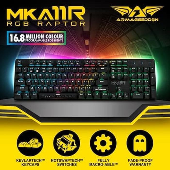 ARMAGGEDDON MKA-11R RGB RAPTOR MACROABLE MECHANICAL KEYBOARD (BLUE ...