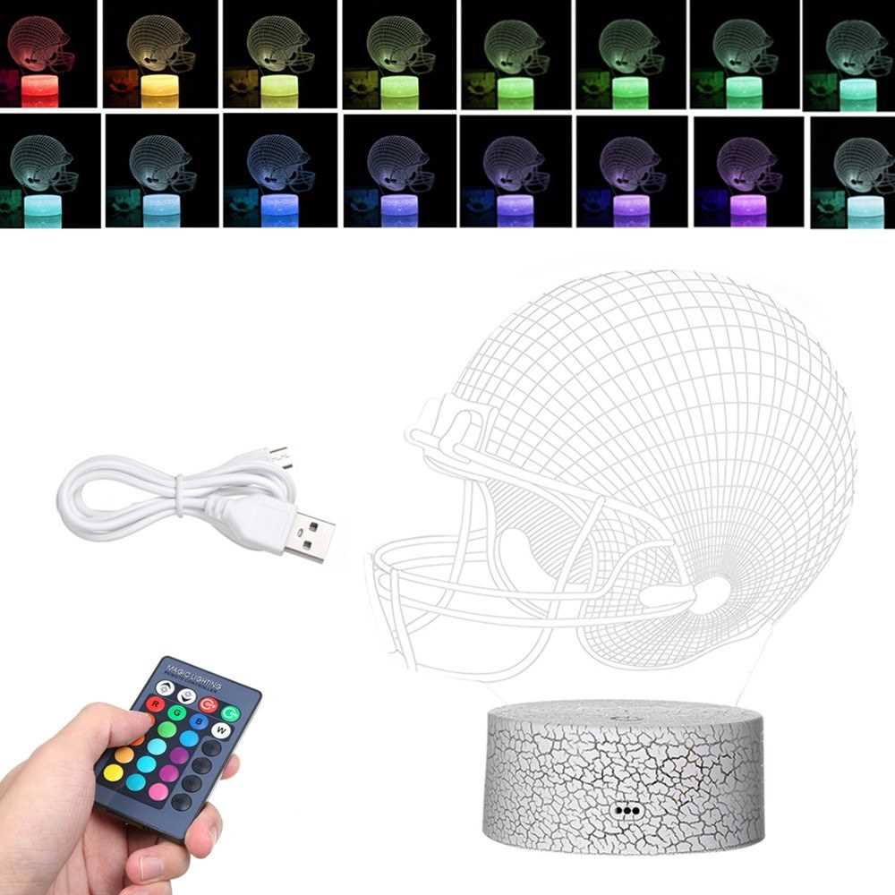 3D Helmet Led Night Light Illusion Lamp Color Changing Lights Bedside ...