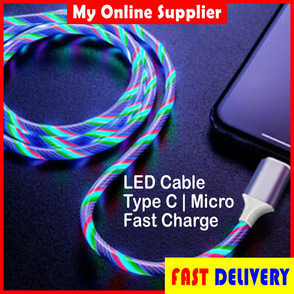 𝗥𝗚𝗕 USB Cable Android Running Horse Light LED RGB Colour Data Cable ...