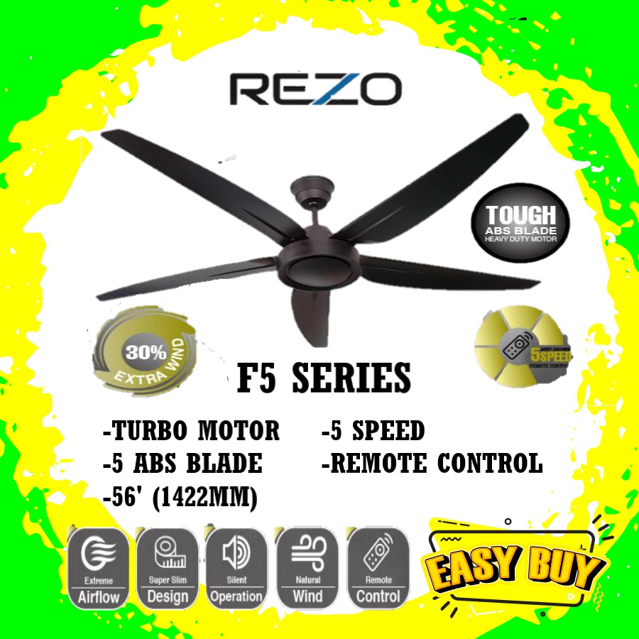 [READY STOCK] REZO F5 SERIES 5 SPEED REMOTE CONTROL CEILING FAN 5 ...
