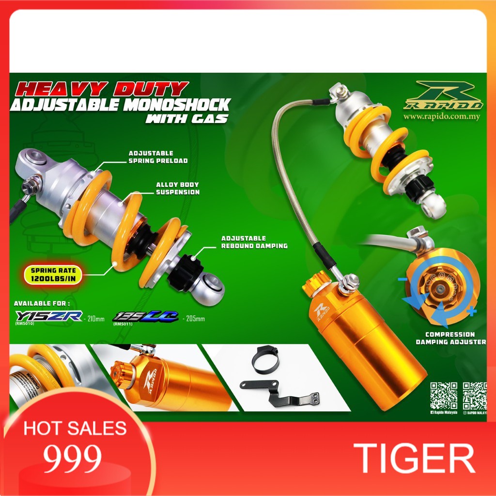 Rapido New model V2 Adjustable Monoshock Yamaha Y15 Y15zr 100% Original ...