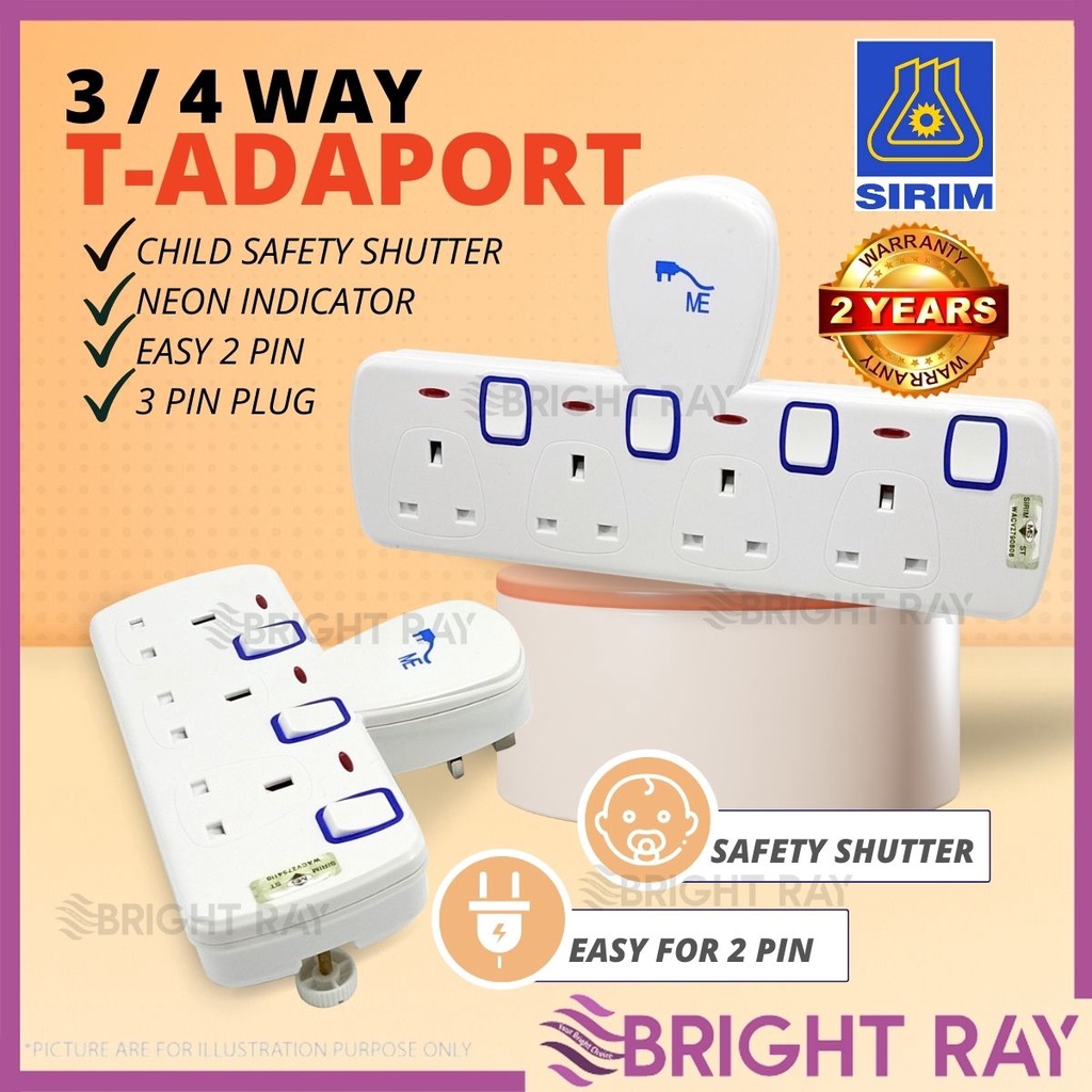 GLOBAL PRO Sirim T Adaptor Wall Extension Soket Plug Adapter Extension ...