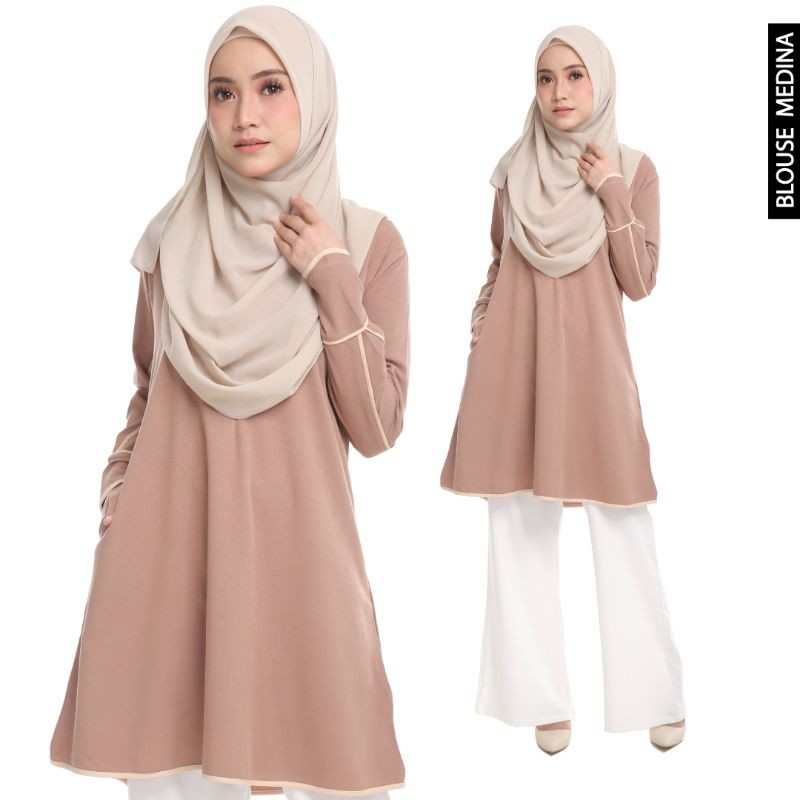 BLOUSE MEDINA MUSLIMAH LABUH COMEL LOOSE LONG TOP WOMEN | Shopee Malaysia