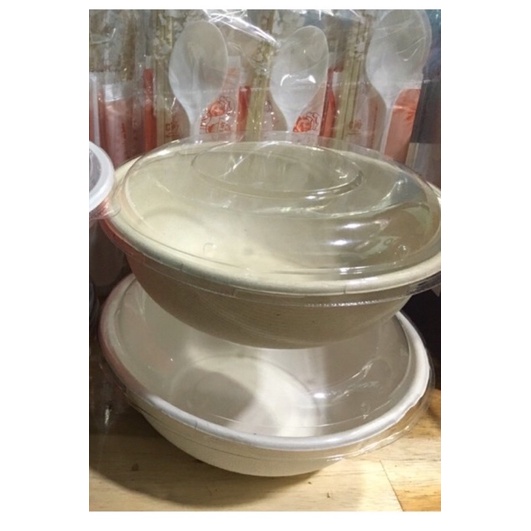 Combo 10 Bowls Of Cane Pulp Paper 850ml + 10 Caps (Paper Bowls ...