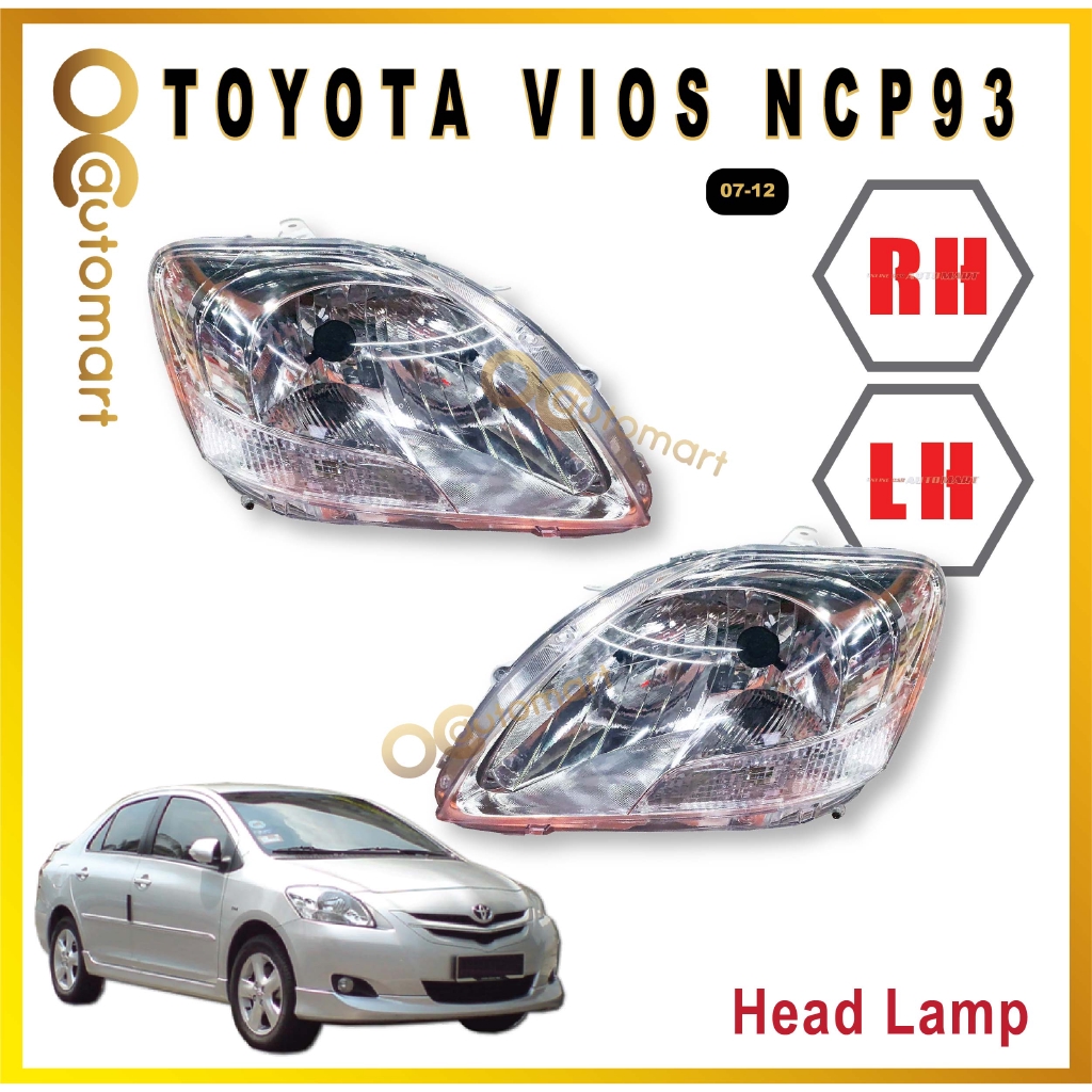 Toyota Vios NCP93 2007-2012 HeadLamp / Head Lamp Vios Dugong | Shopee Malaysia