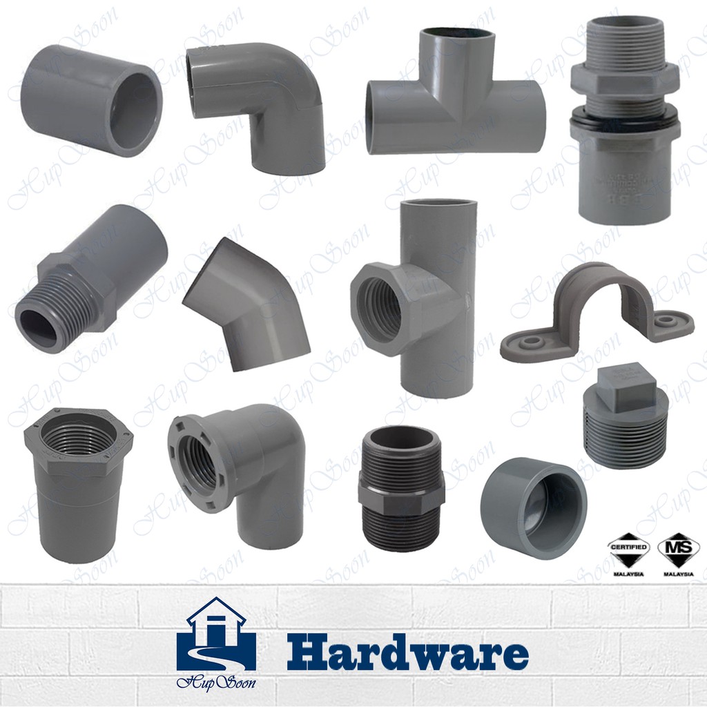 PVC Pipe Fitting (15mm/ 20mm/ 25mm) Valve P/T Equal Socket Elbow 90° 45° Tee V-Tank Connector ...