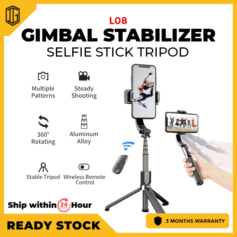 L08 Gimbal Stabilizer 360 Degree Rotating Wireless Portable Selfie ...