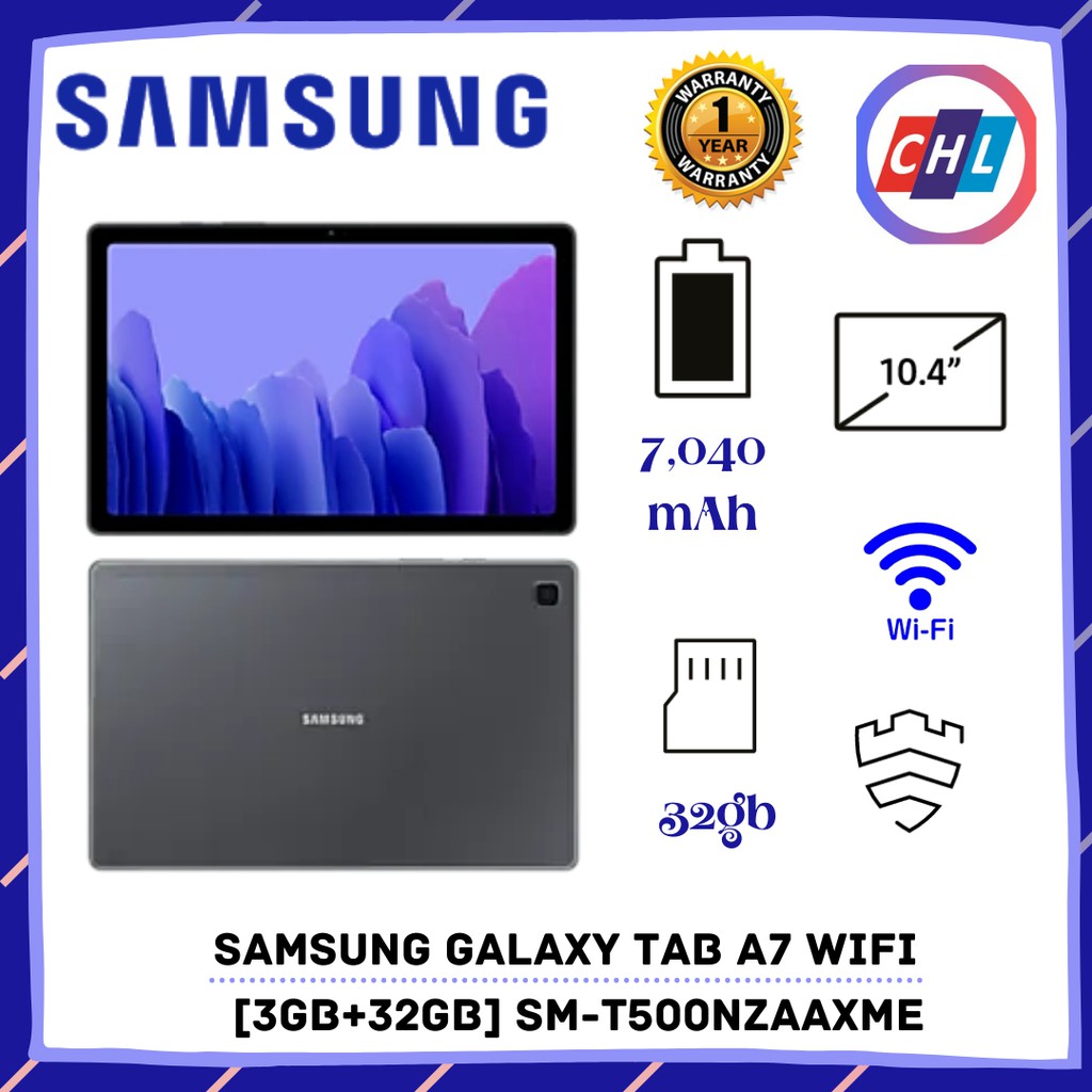Samsung Galaxy Tab A7 WiFi [3GB+32GB] SM-T500NZAAXME-Samsung Warranty ...