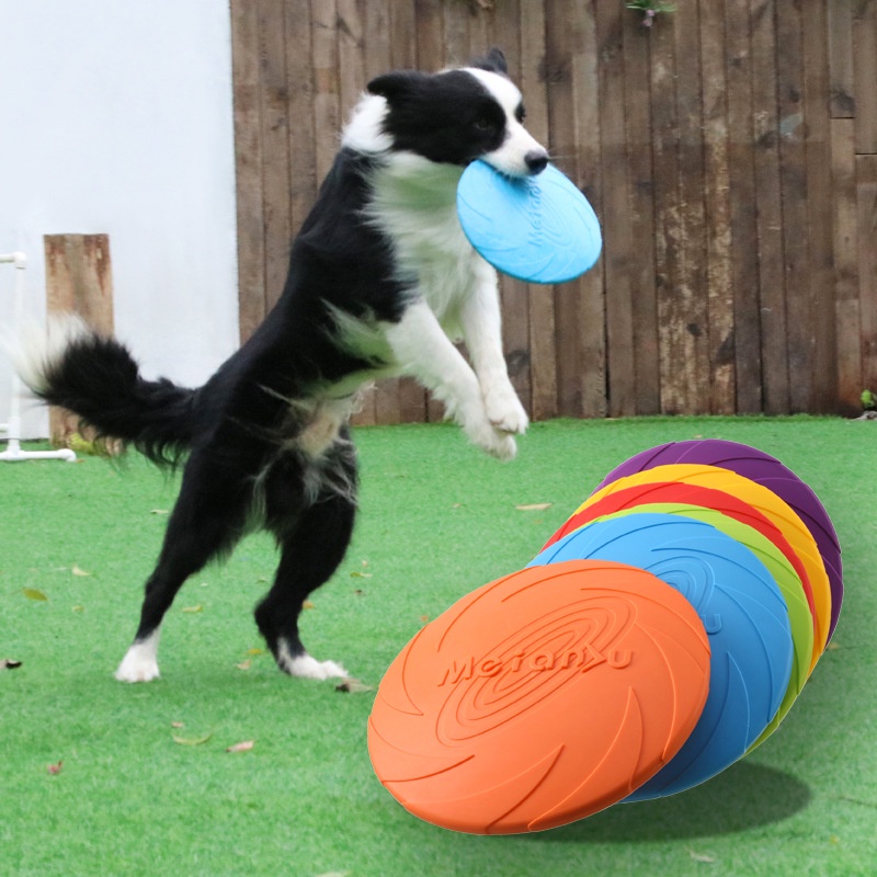 1PC Soft Non-toxic Silicone Dog Throwing Flying Saucer Pet Play Fetch ...