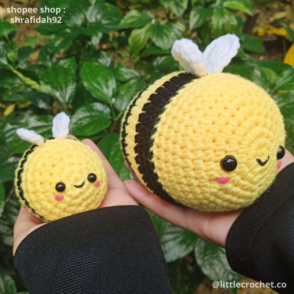L size - Baby Toys Cute Big Bumbleebee Bee Lebah Crochet Knitted Murah ...