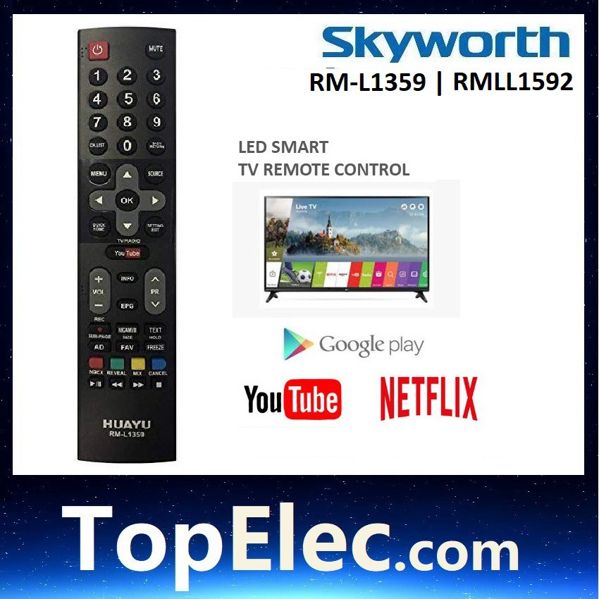Skyworth LCD/LED Remote Control Replacement for Smart Android TV Huayu RM-L1359 RMLL1592 ...