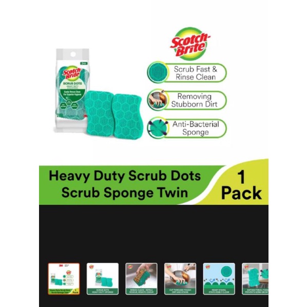 3M Scotch Brite Heavy Duty Scrub Dots Antibacterial Scrub Sponge ...