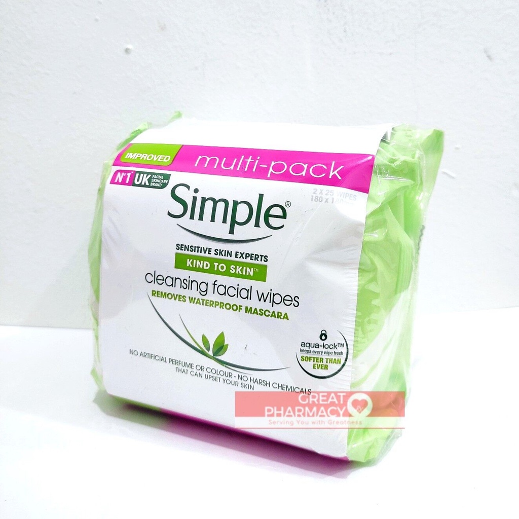 Simple Cleansing Facial Wipes Multipack (2 x 25s) | Shopee Malaysia