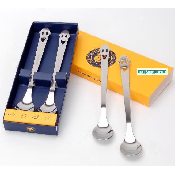 Stainless steel smiley face long handle ice spoon set | Shopee Malaysia
