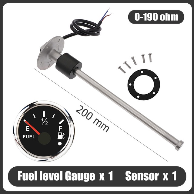 52MM Gauge Fuel Level Gauge 0-190 Ohm Oil Tank Level Indicator Meter with Water Fuel Level ...