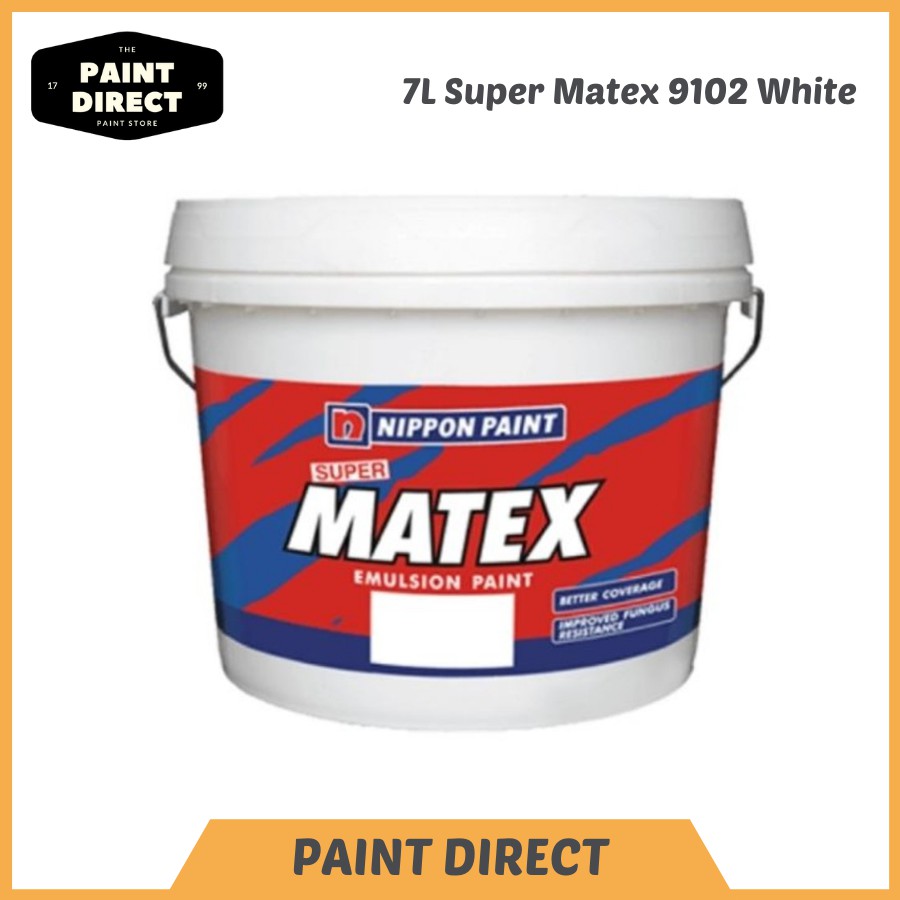 7L Nippon Paint Super Matex 9102 / 145 / 15245 Brilliant White Maxi ...