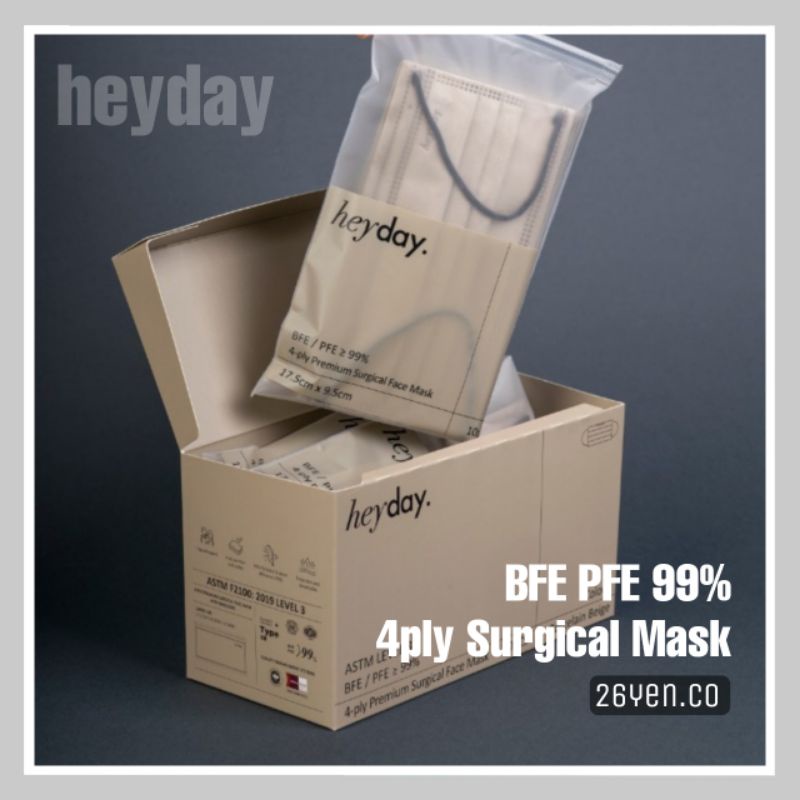 heyday Porcelain Beige 4ply Adult Premium Surgical Medical Face Mask BFE PFE VFE 99% | Shopee ...