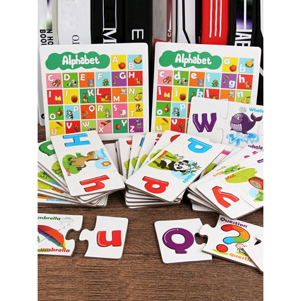 Alphabet Letters Matching Cards Cognition Puzzle早教大小写英文字母配对拼图 | Shopee ...